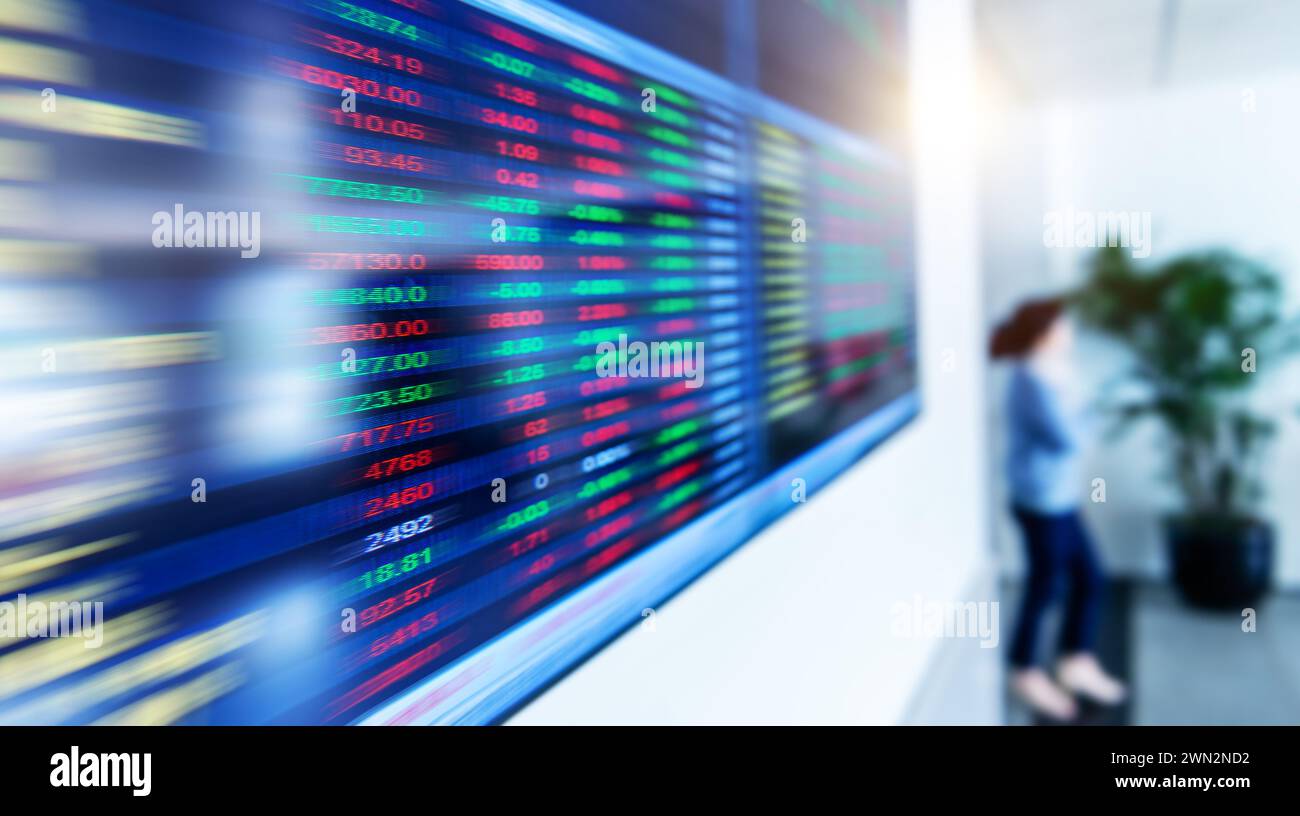 Display of stock market quotes in China office building Stock Photo - Alamy