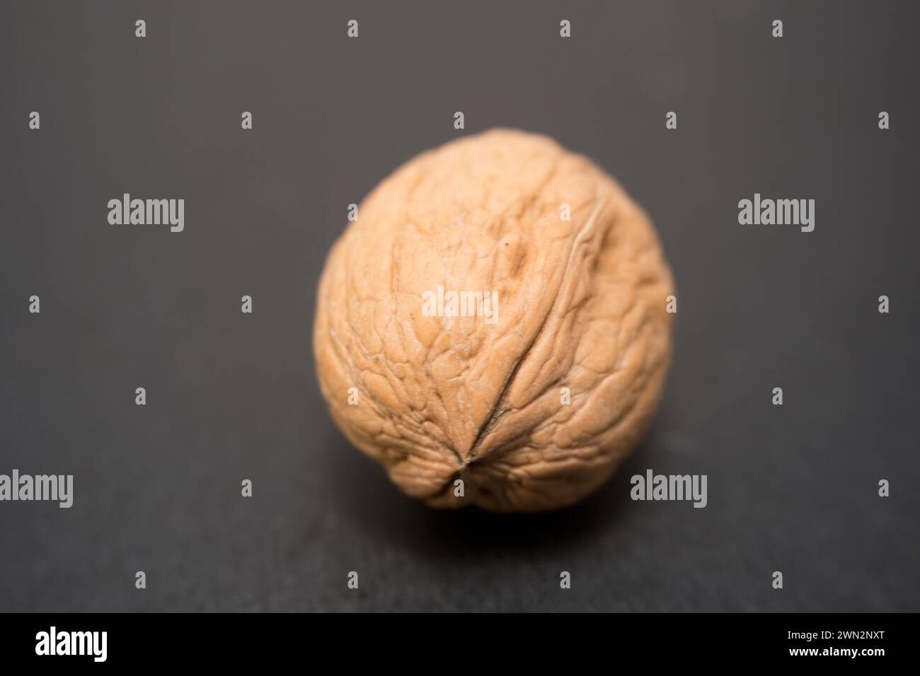 Simplicity and Elegance: A Single Walnut on a Dark Surface, This image ...