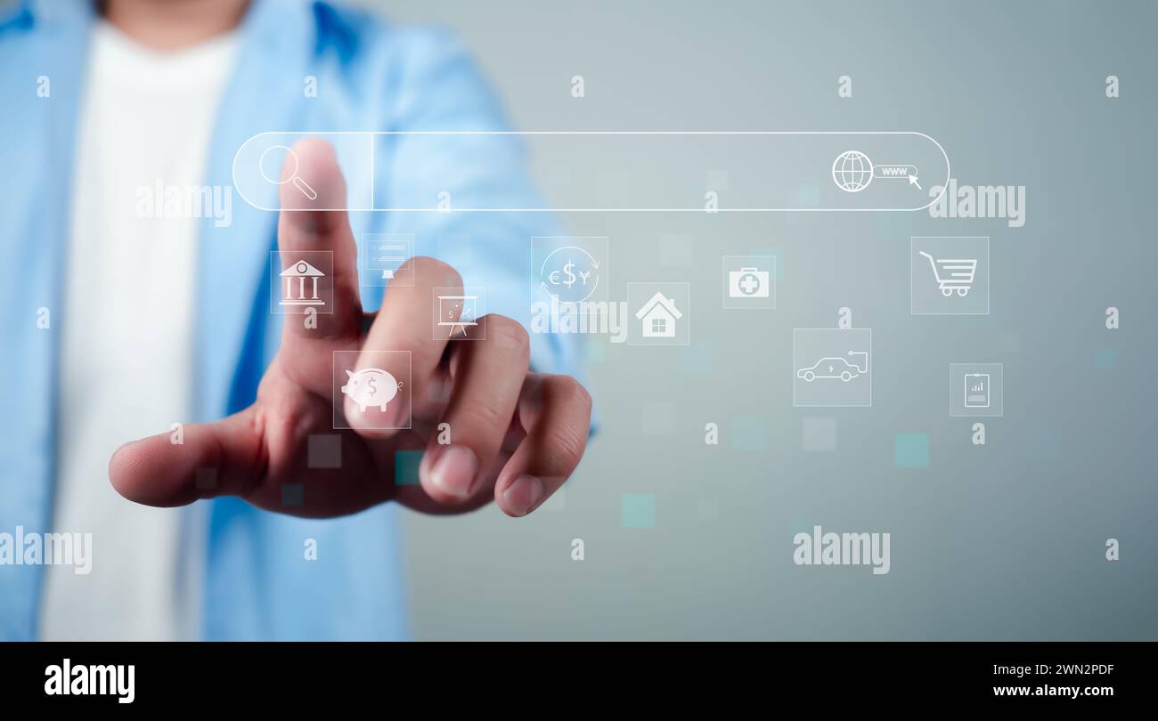 Businessman Search On Virtual Screen Data Search Technology Search ...