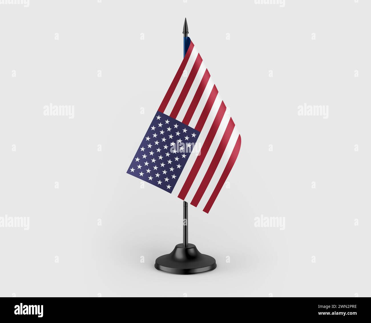 Flags of United States of America on pole vector illustration. 3D ...
