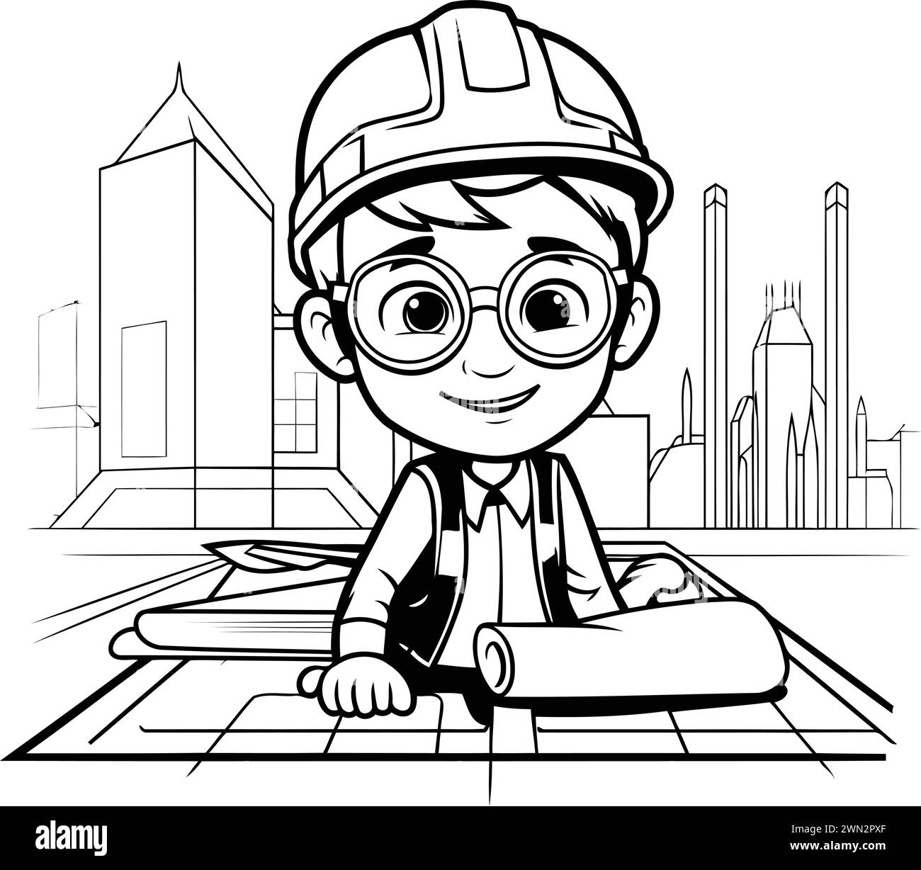 Architect boy cartoon Stock Vector Images - Alamy