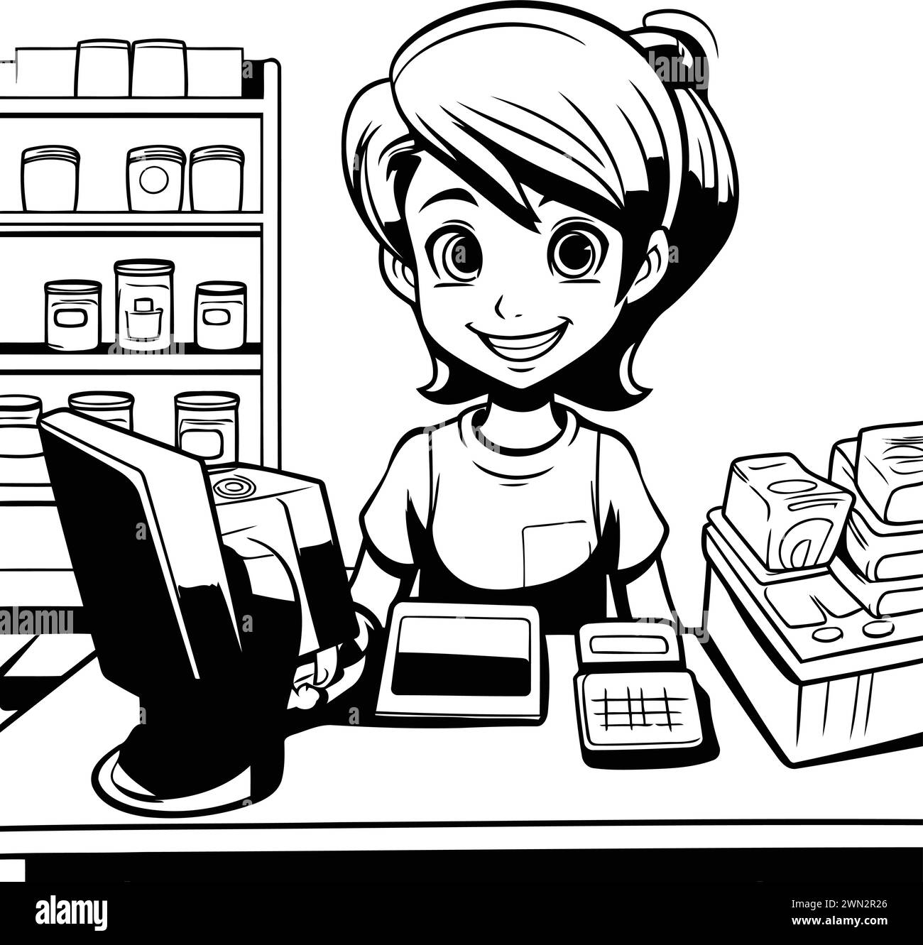 Female customer vector vectors Black and White Stock Photos & Images ...