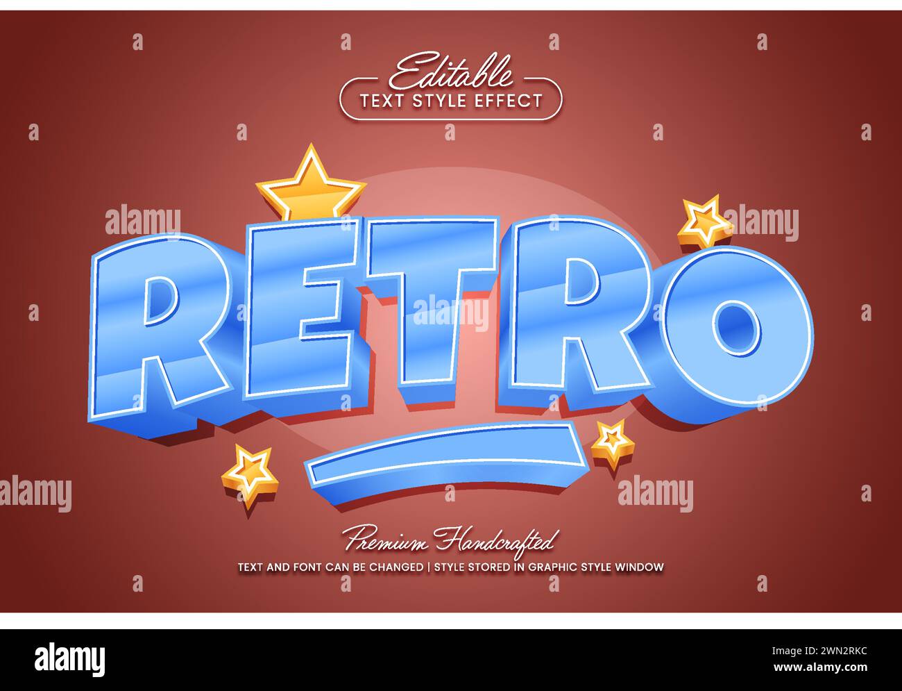 Retro editable vector text effect graphic style template surrounded by ...