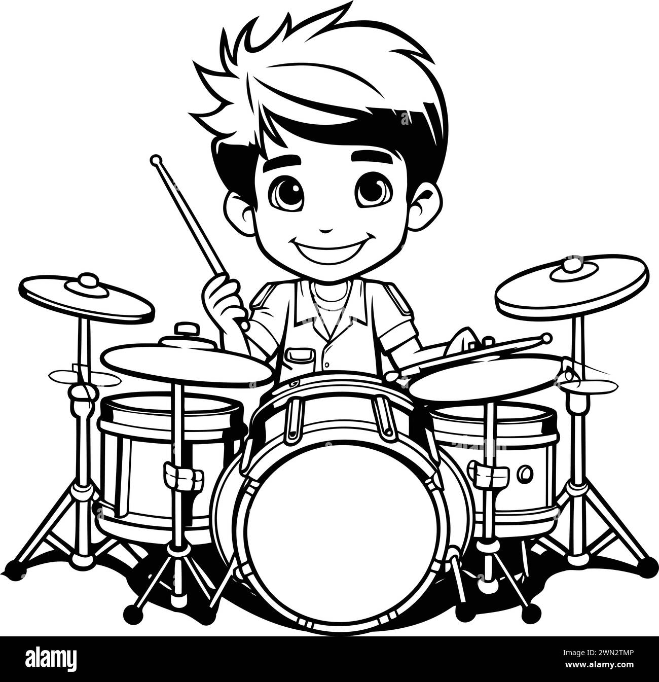 Black boy playing drum Black and White Stock Photos & Images - Alamy
