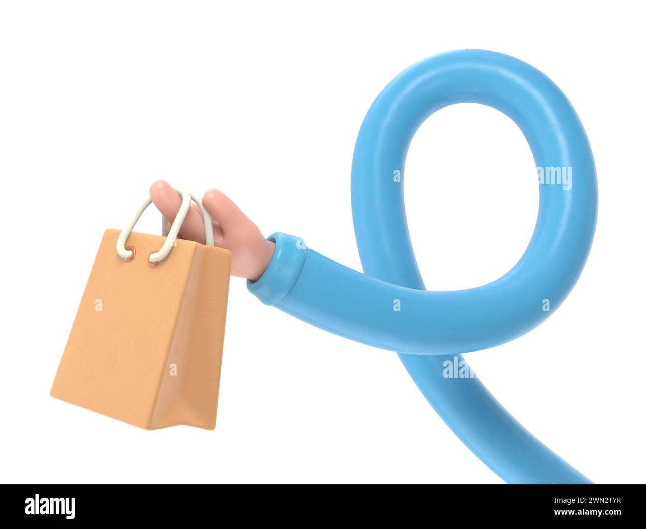 Cartoon Gesture Icon Mockup.3d sale, hand holding shopping bag icon ...