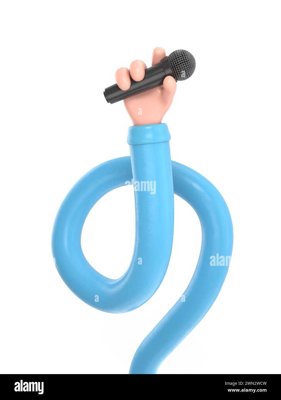 Cartoon Gesture Icon Mockup.Cartoon hand holding microphone.3D ...