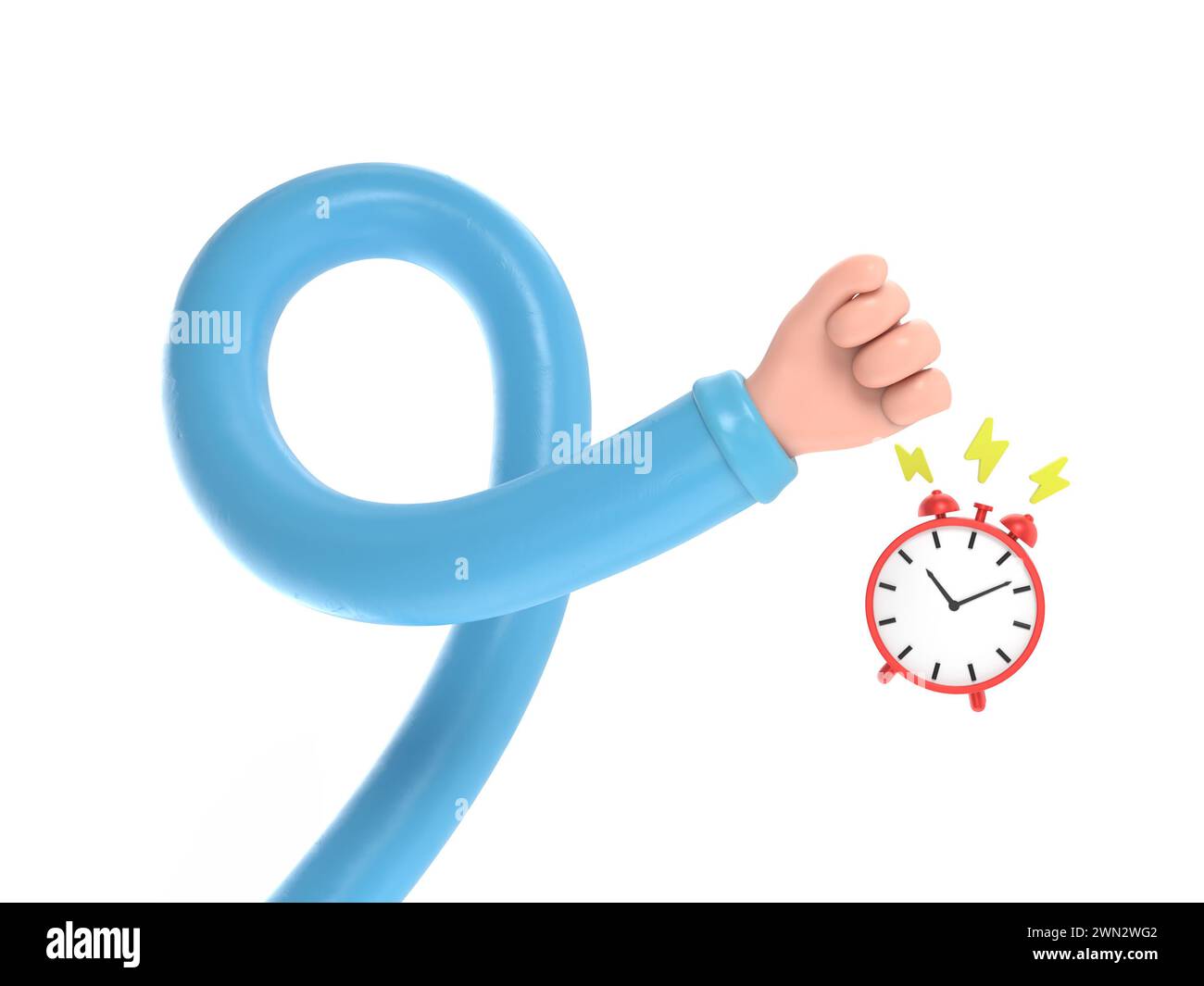Cartoon Gesture Icon Mockup.Hand turning off the ringing alarm clock,3D ...