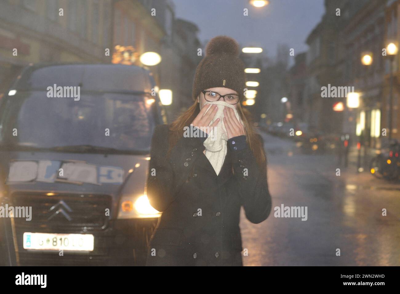 air pollution caused by traffic, exhaust gases from motorized vvehicles ...