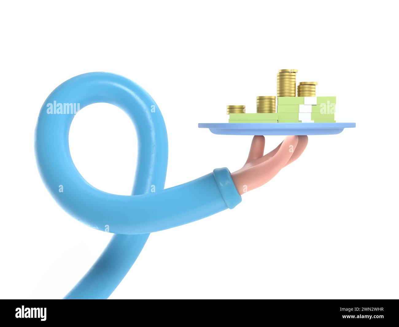 Cartoon Gesture Icon Mockup.Design concept of easy money. 3d ...