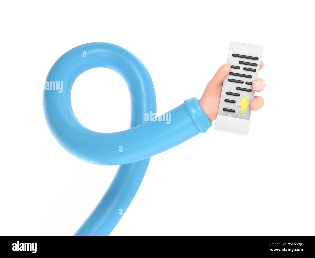 3d female hand holds payment energy bill paper invoice icon design ...