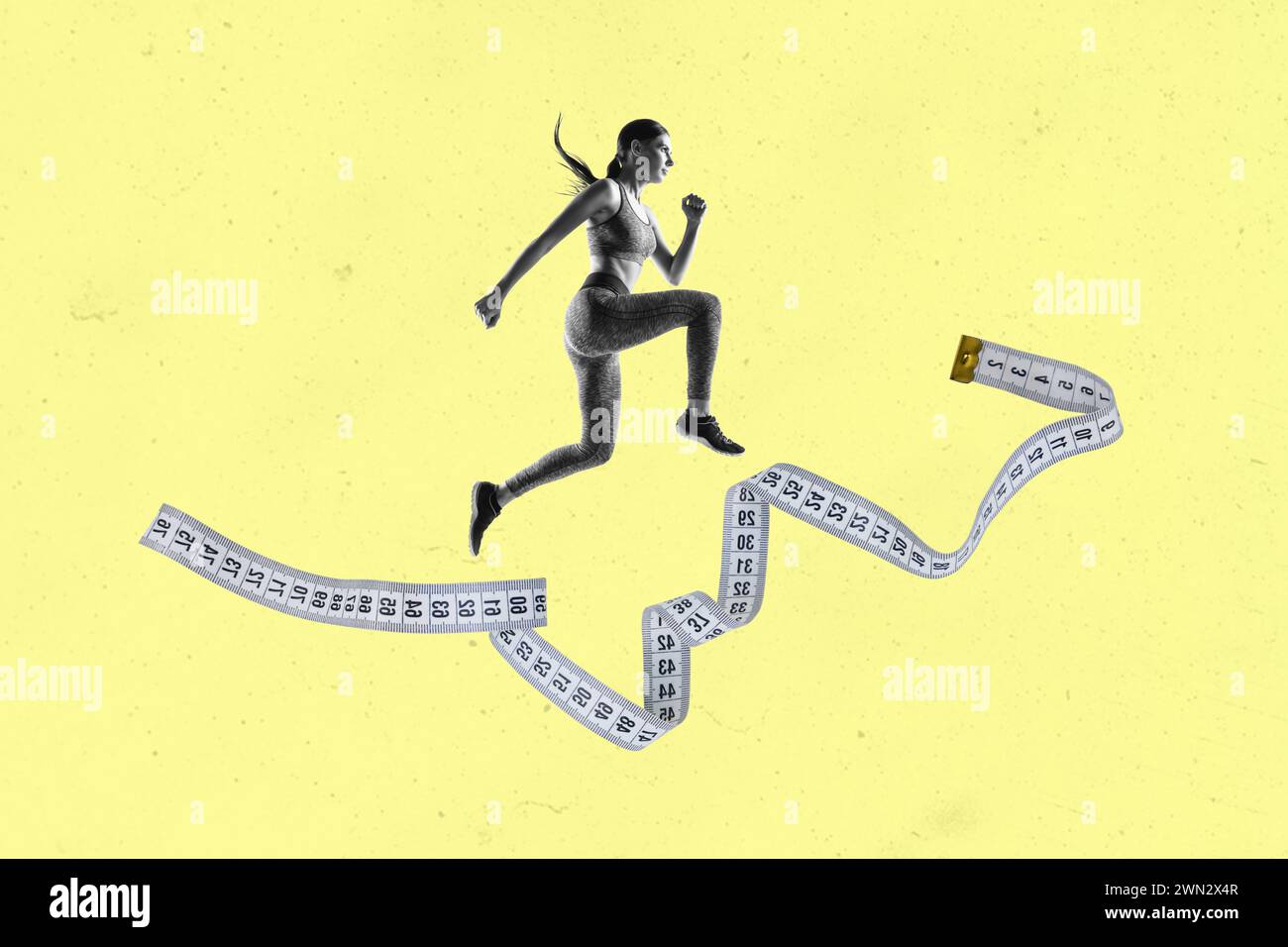 Composite image collage sketch photo artwork of young run girl athlete ...