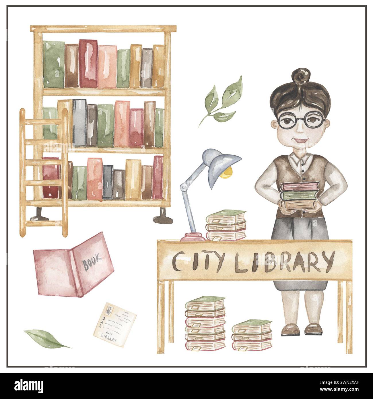 Librarian With Books Clipart