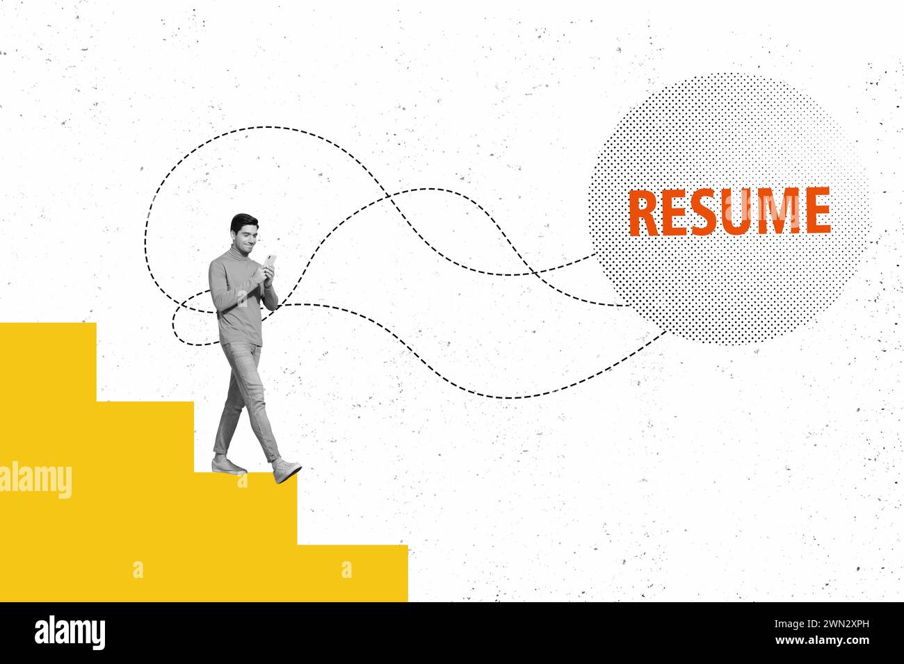 Creative photo collage young man searching browse job opportunity ...