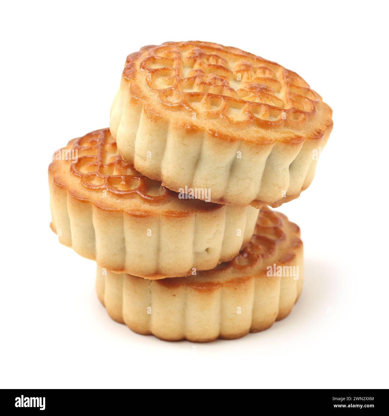 Mooncake isolated over white background Stock Photo - Alamy