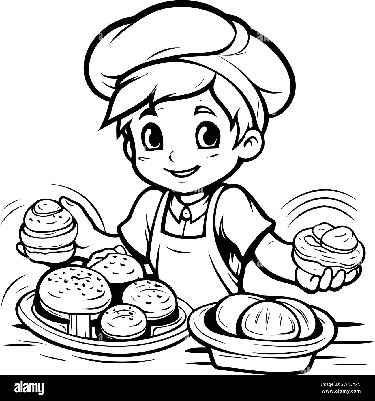 Little baker with bread cartoon hi-res stock photography and images - Alamy