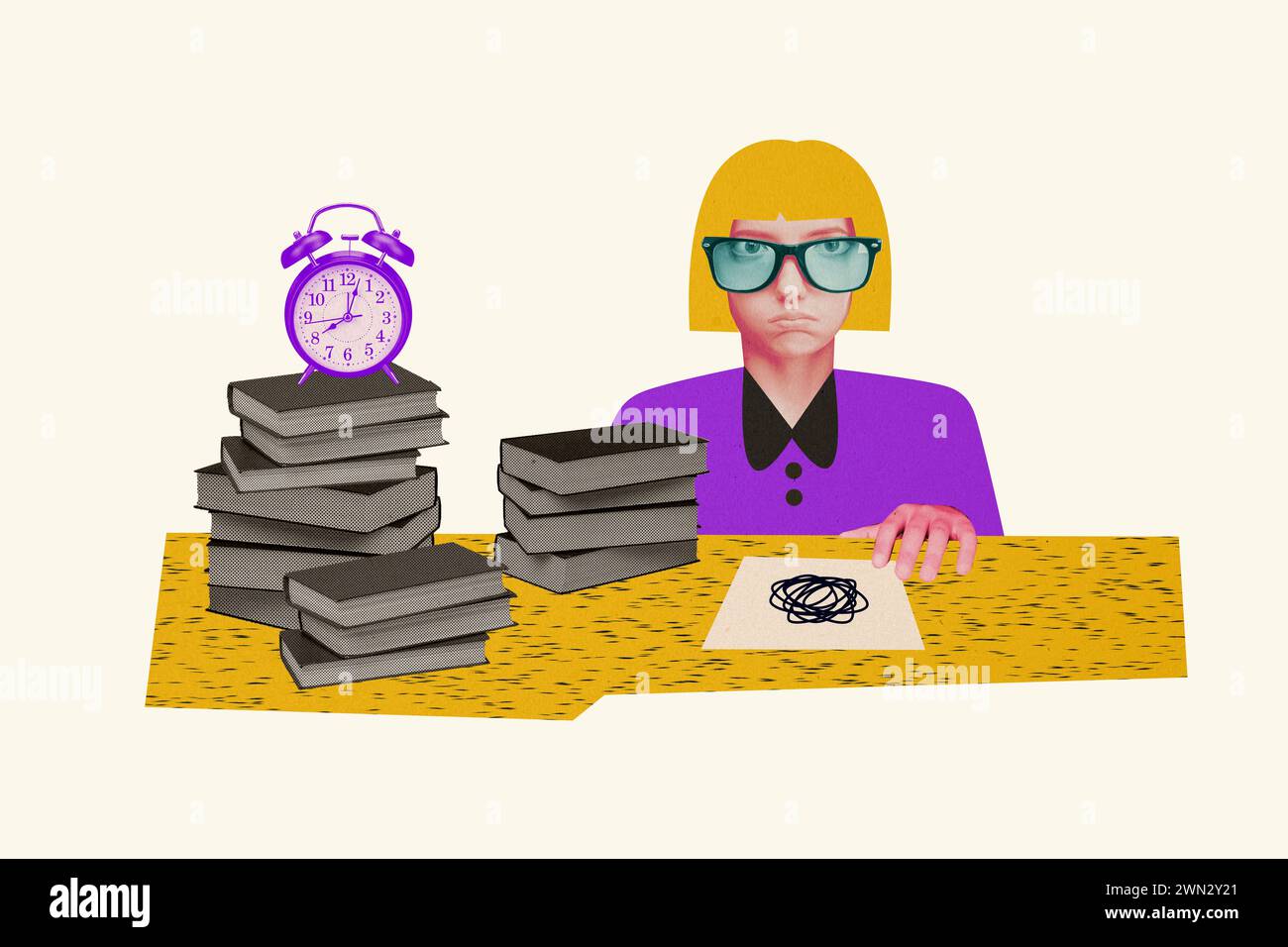 Creative collage picture sitting young girl bookworm library reader ...