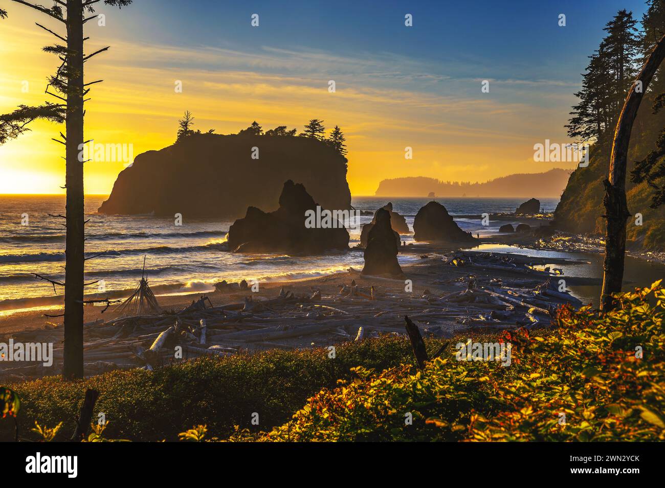 Colorful sunset at Ruby Beach in Olympic National Park, Washington ...
