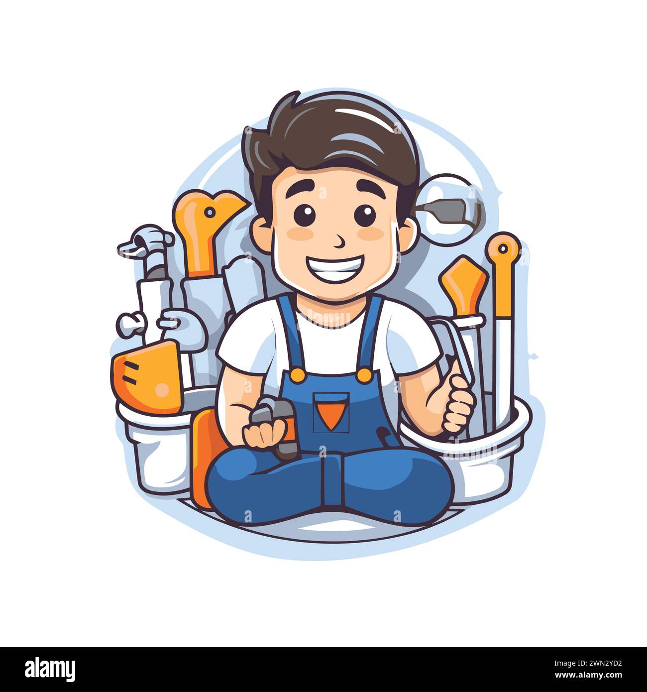 Professional repairman cartoon character tools hi-res stock photography ...