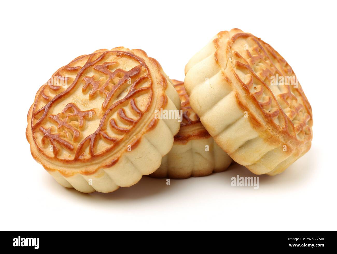 Mooncake isolated over white background Stock Photo - Alamy