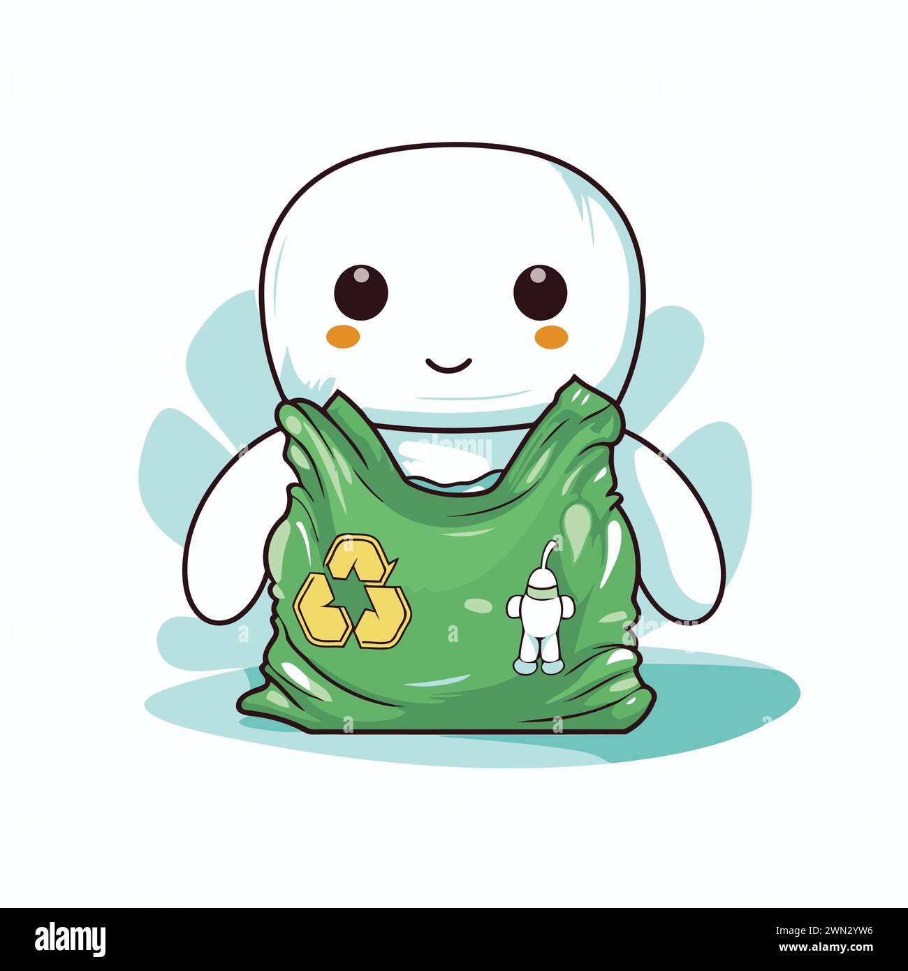 Illustration of a Recycling Plastic Bag Cartoon Character with ...