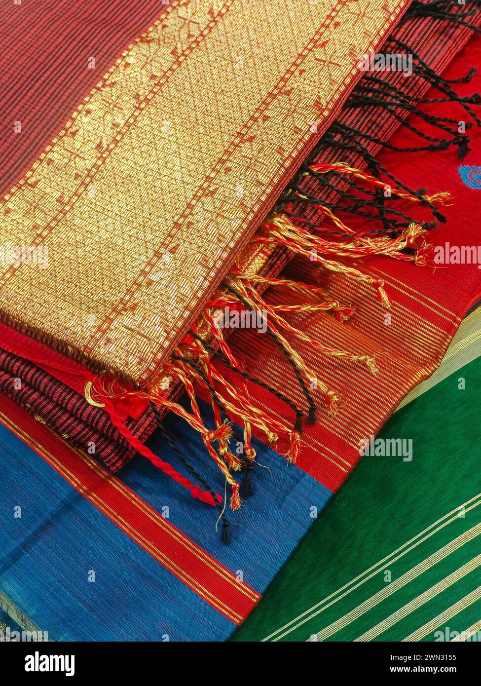 Hand Weaving Silk & Handloom Sarees, saree with golden details, woman ...