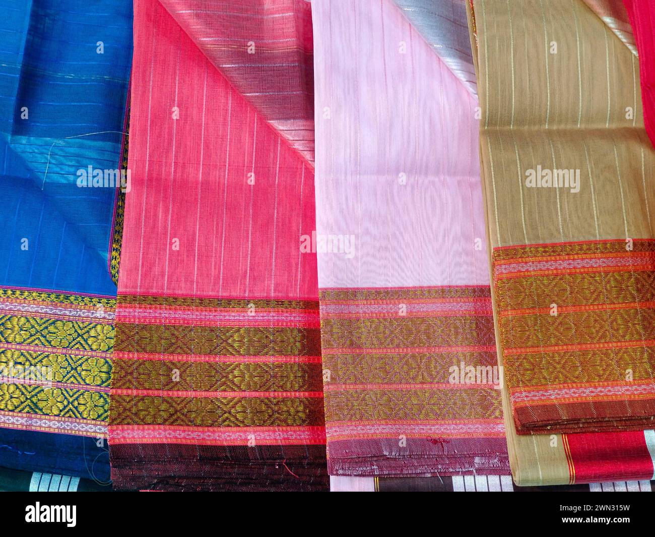 Hand Weaving Silk & Handloom Sarees, saree with golden details, woman ...