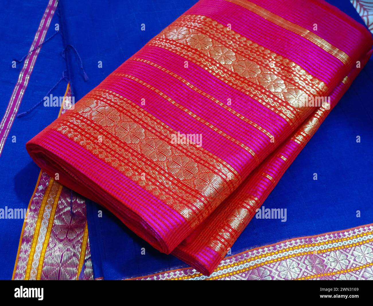 Hand Weaving Silk & Handloom Sarees, saree with golden details, woman ...