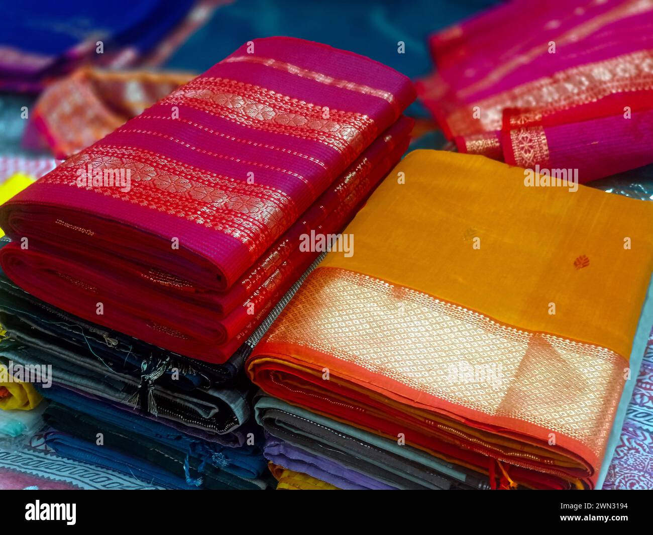 Hand Weaving Silk & Handloom Sarees, saree with golden details, woman ...