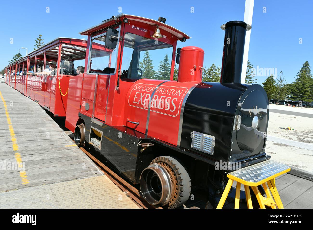 Busselton jetty features a rail line along its length, Busselton (WA ...