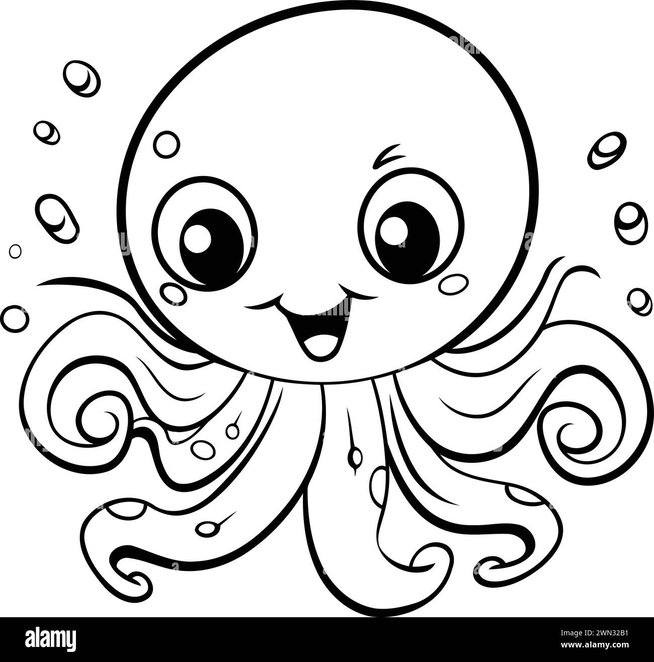 Octopus cartoon vector vectors Black and White Stock Photos & Images ...