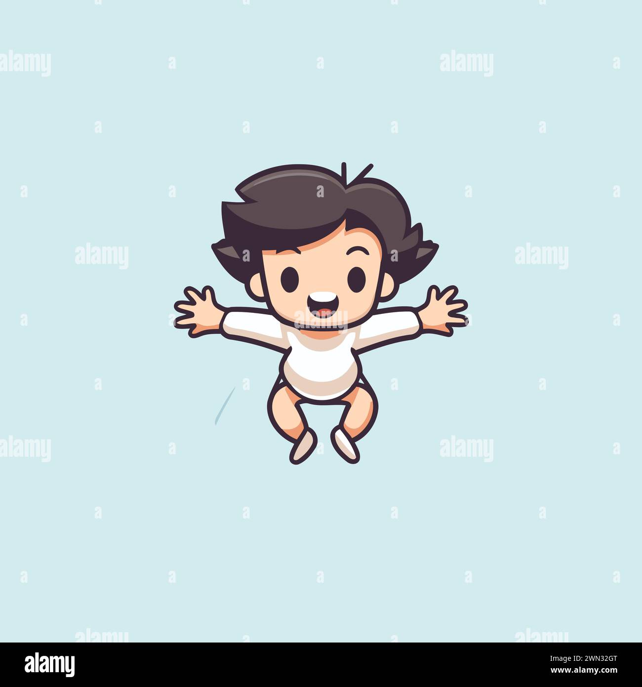 Cute cartoon baby boy jumping. Vector illustration isolated on white ...