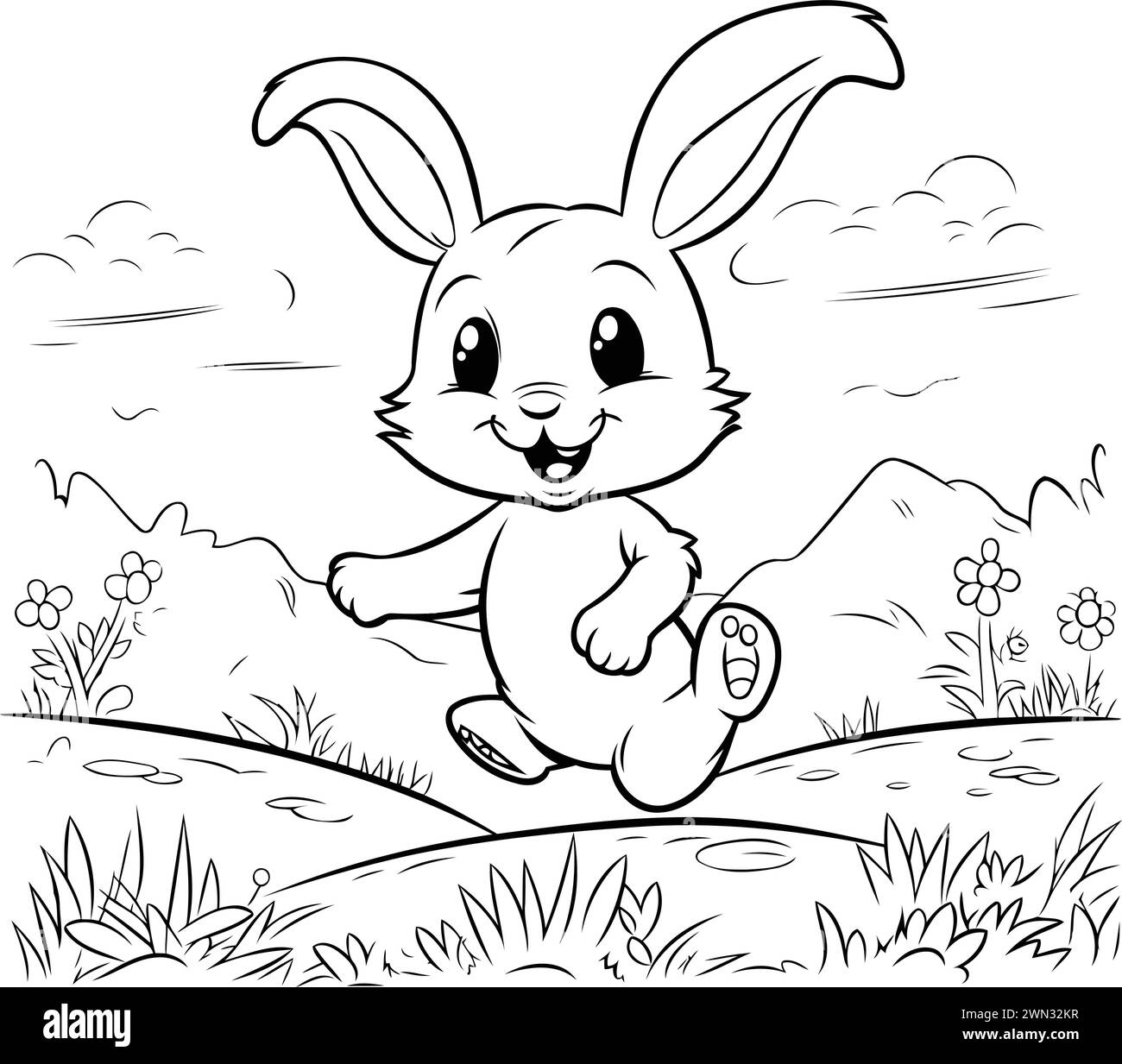 Sitting rabbit outline Stock Vector Images - Alamy