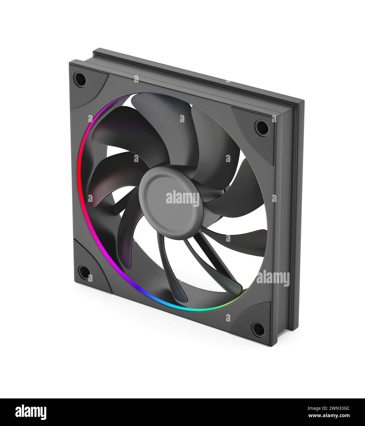 PC case fan with rgb lighting on white background Stock Photo - Alamy