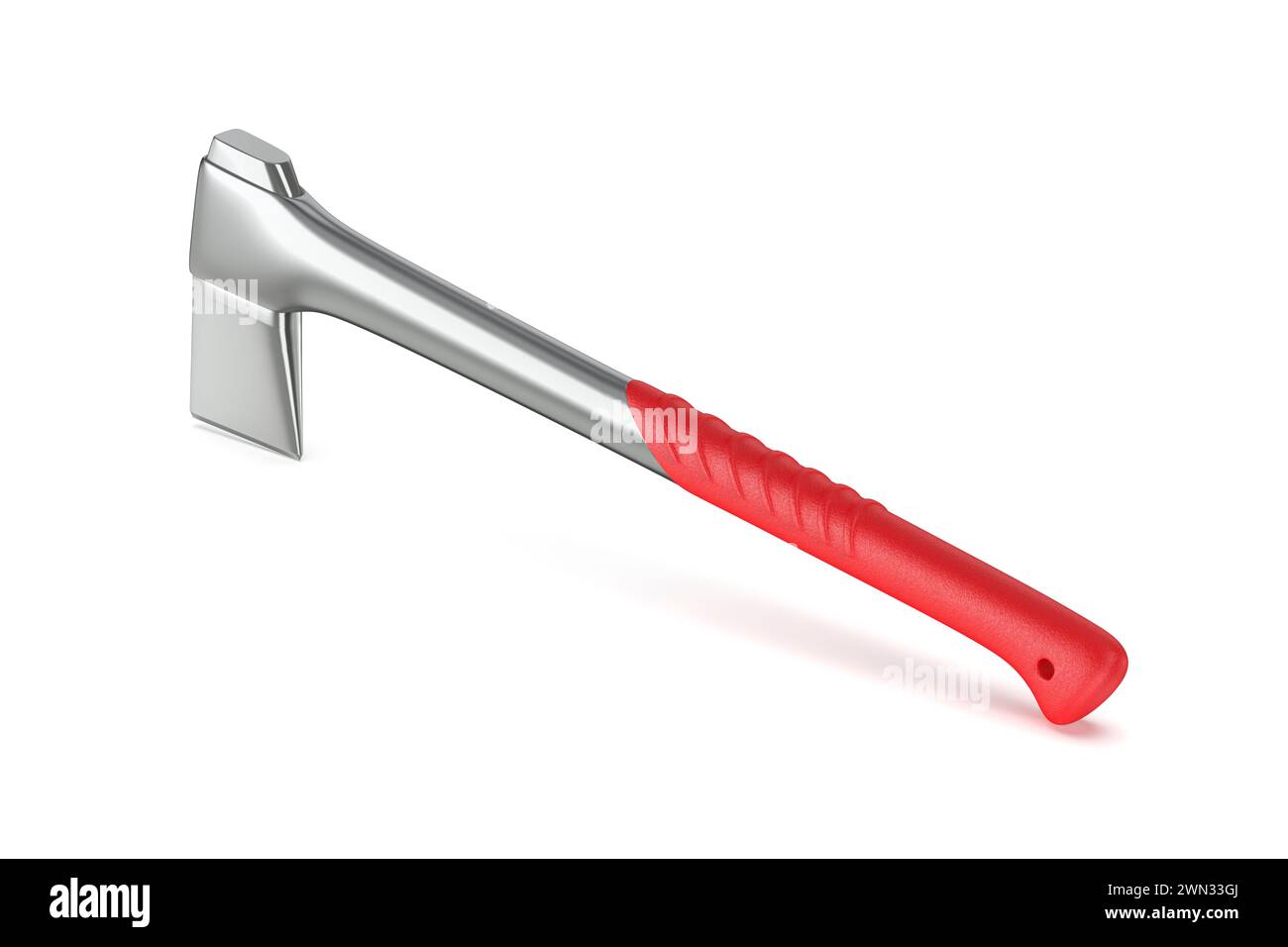 Small axe with red handle on white background Stock Photo - Alamy