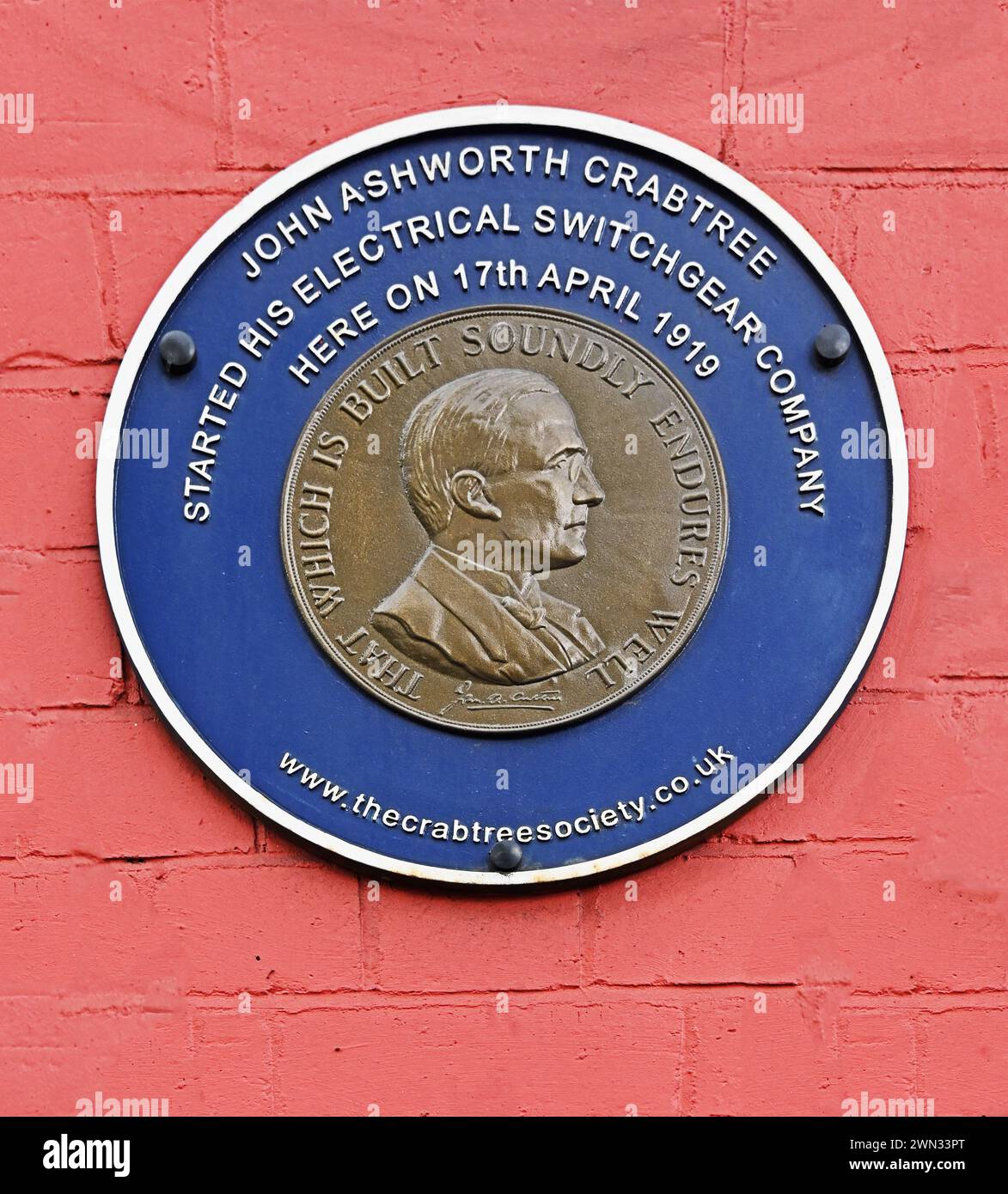 Blue plaque. John Ashworth Crabtree, electrical switchgear company ...