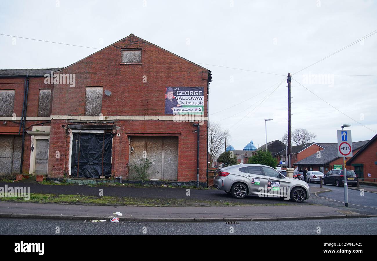 George Galloway election posters in Rochdale as voting begins in the ...