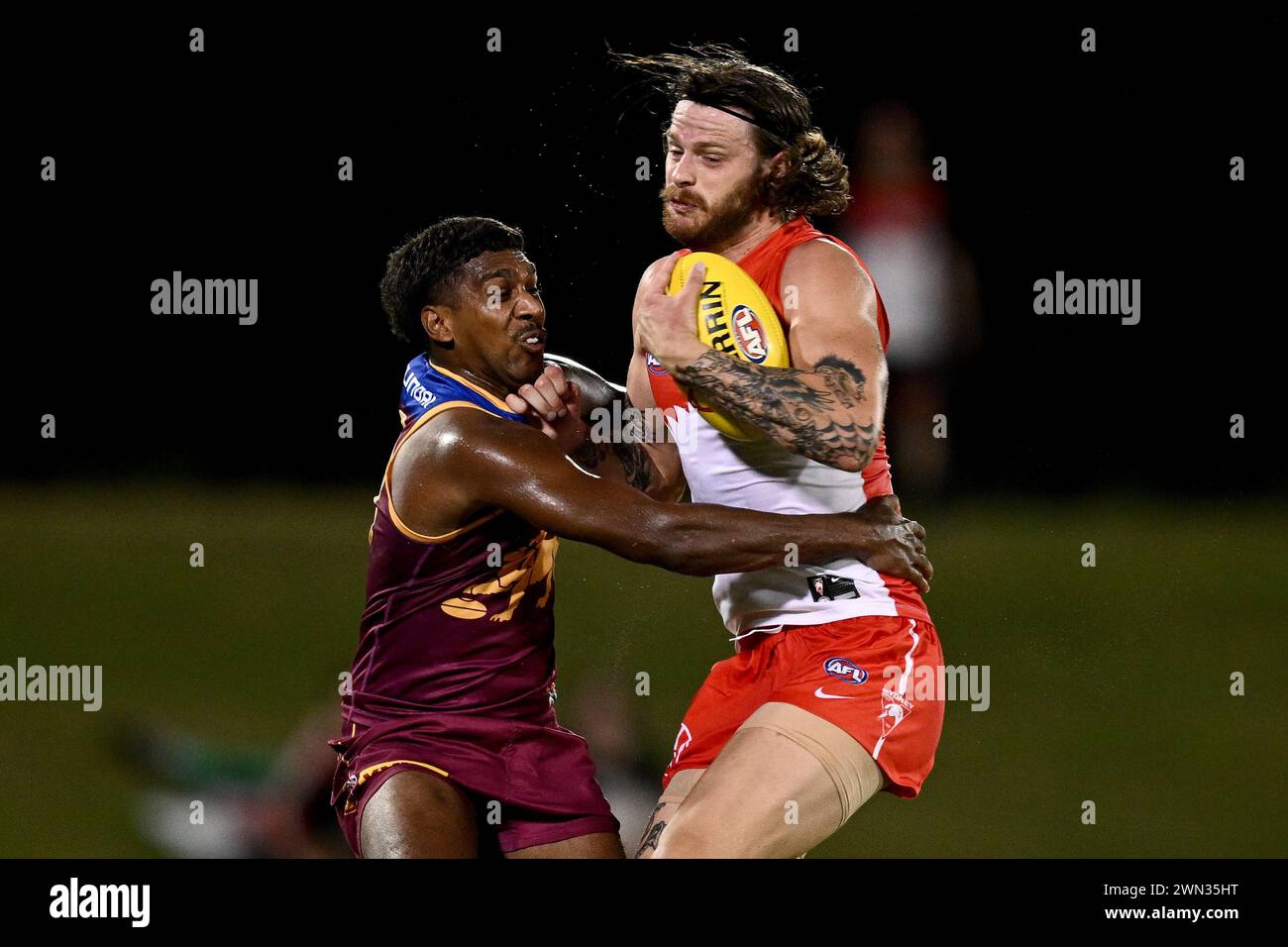 Sydney, Australia. 29th Feb, 2024. Peter Ladhams of the Swans is ...