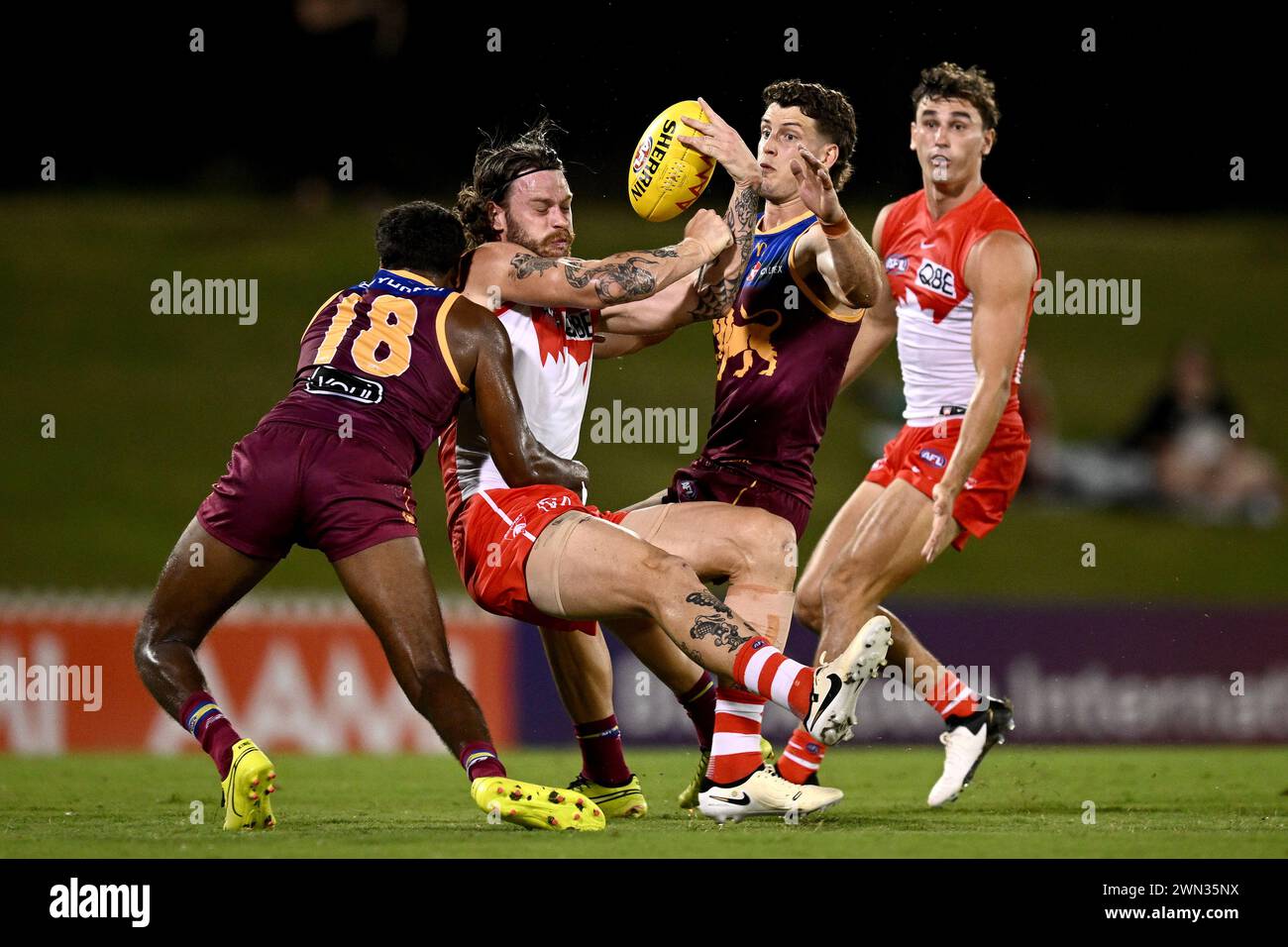 Sydney, Australia. 29th Feb, 2024. Peter Ladhams of the Swans is ...