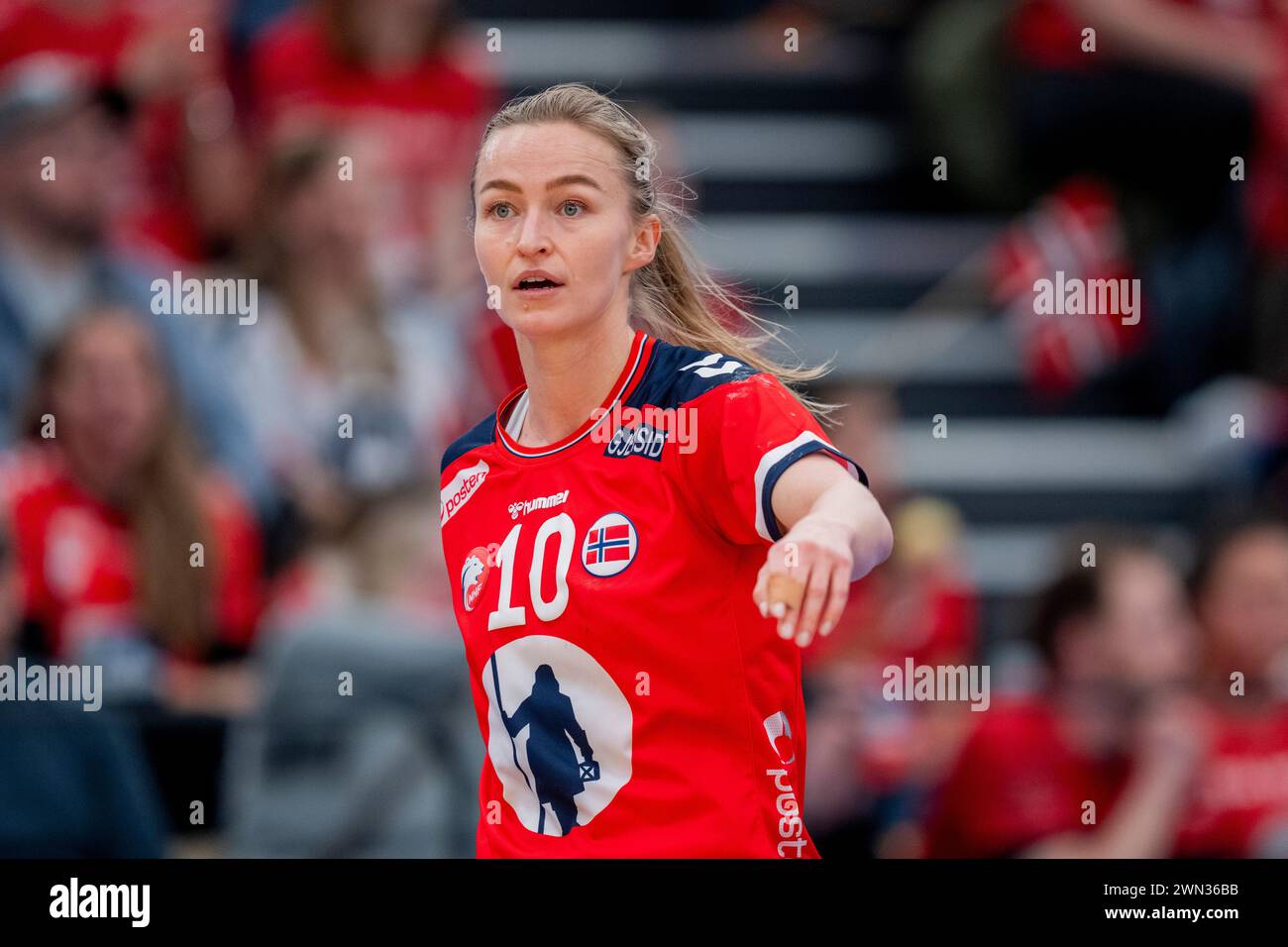 Halden 20240228.Norway's Stine Bredal Oftedal during the private national handball match between ...