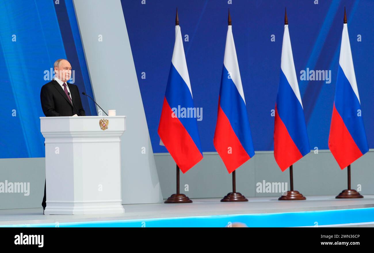 Russian President Vladimir Putin delivers his state-of-the-nation ...