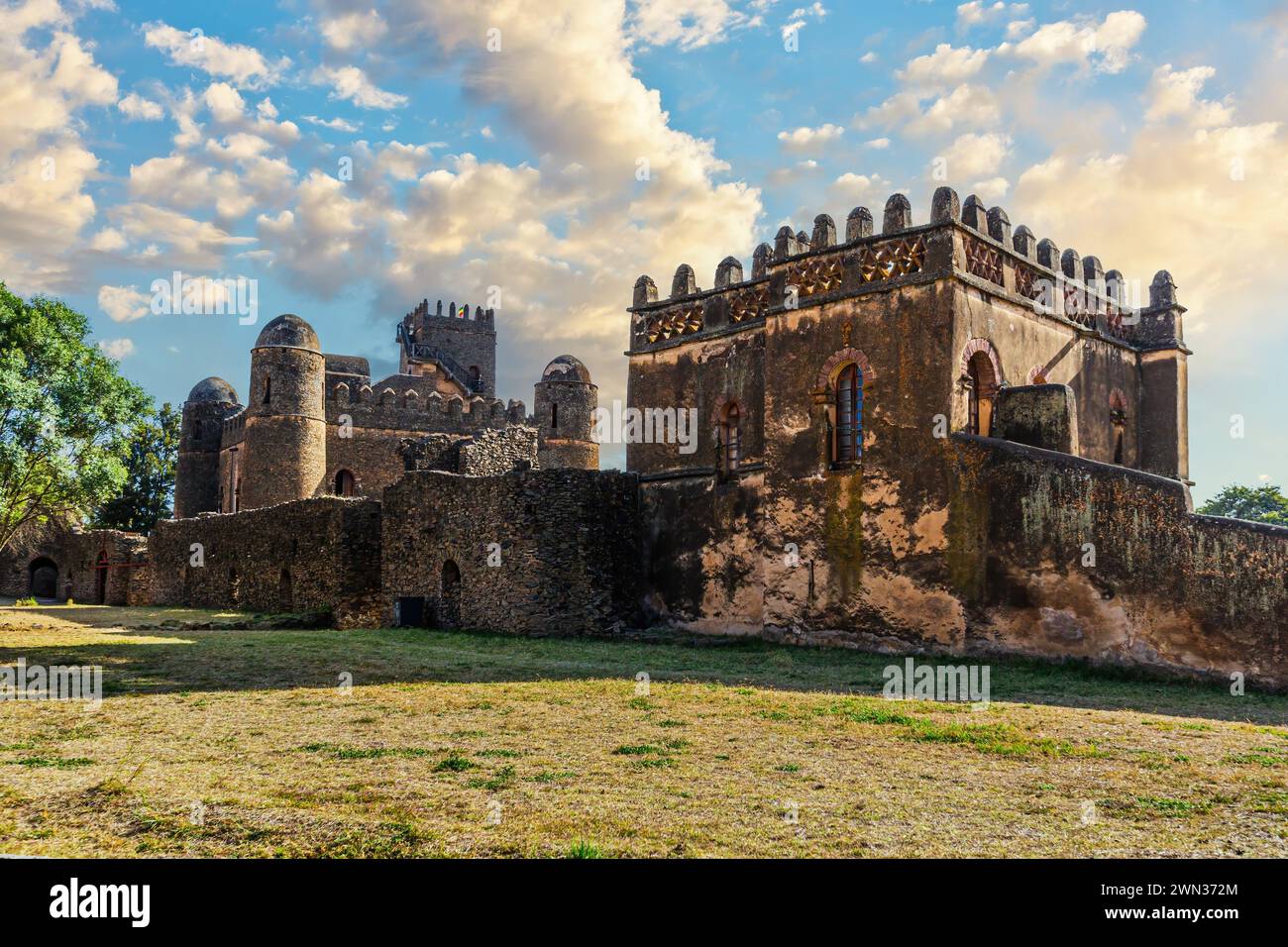 Fasilides Castle in the royal enclosure in Gondar, Ethiopia Stock Photo ...