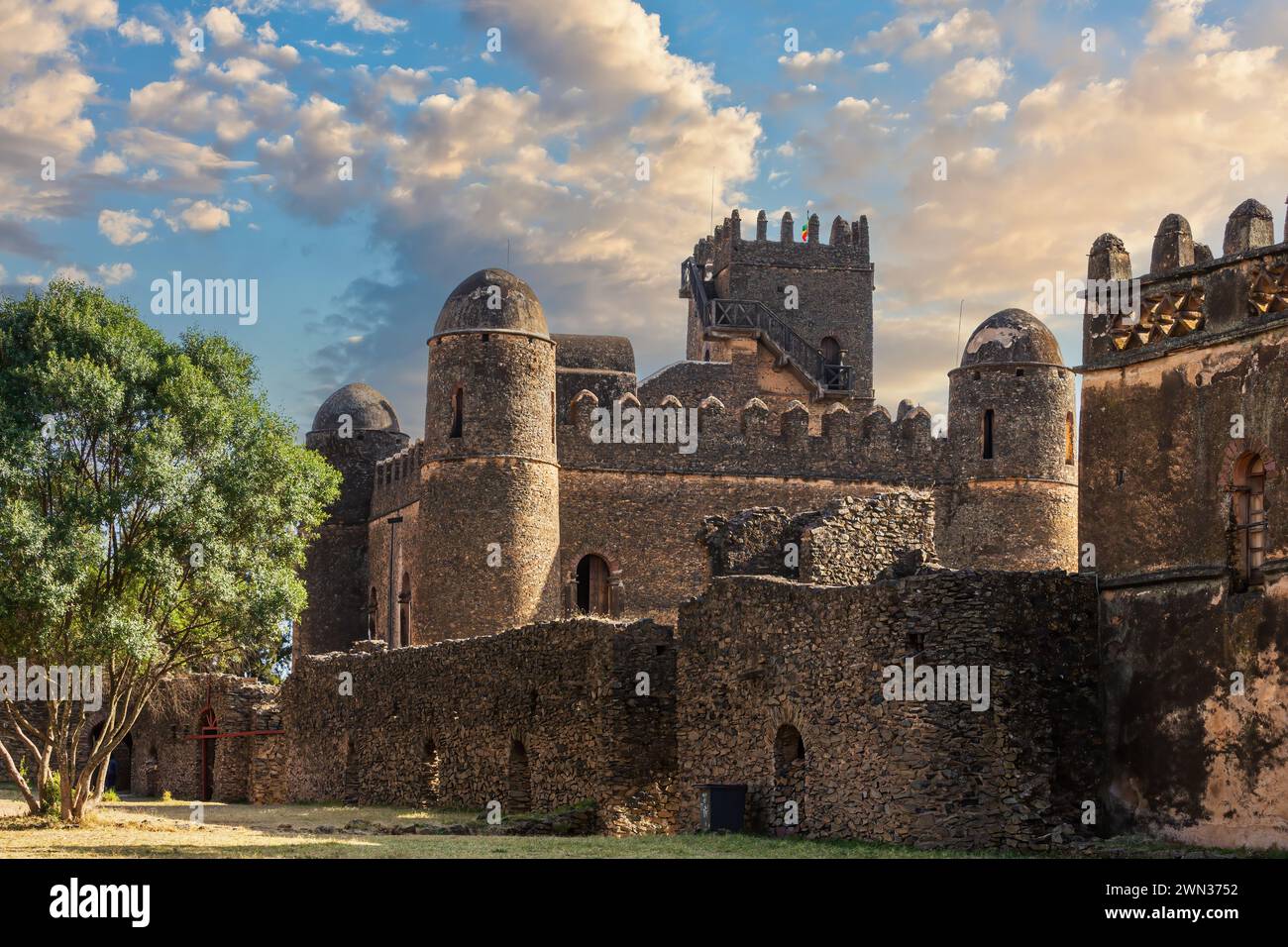 Fasilides Castle in the royal enclosure in Gondar, Ethiopia Stock Photo ...