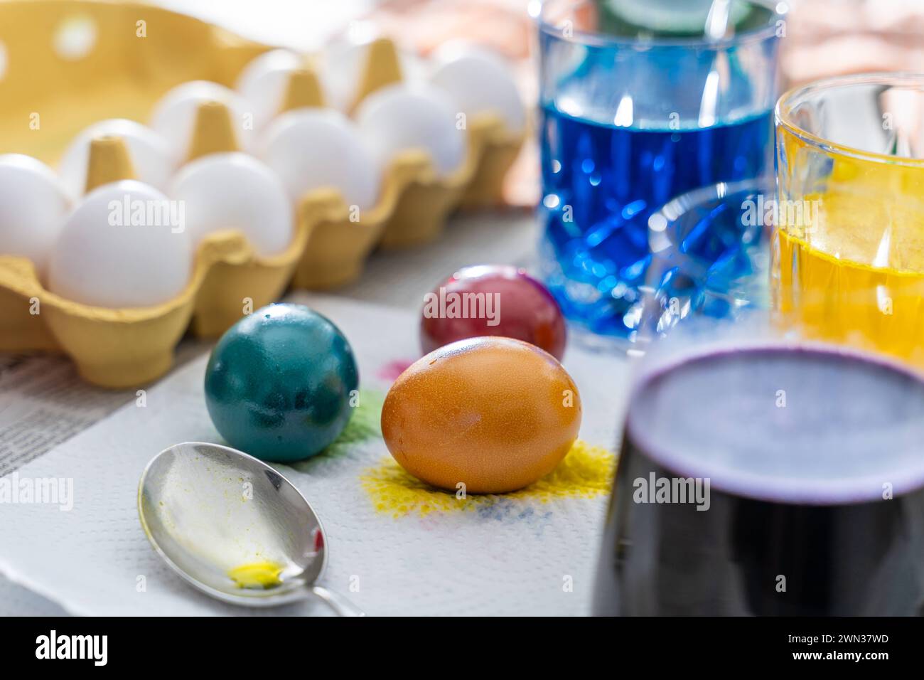 Augsburg, Bavaria, Germany - 28 February 2024: Easter egg dyeing ...