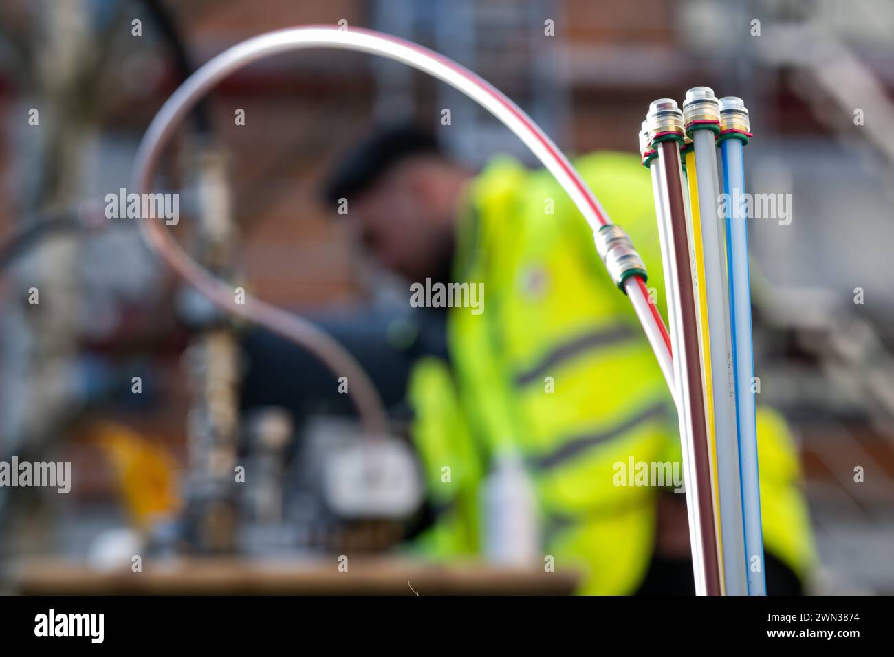 Berlin, Germany. 29th Feb, 2024. Empty conduits for fiber optic cables ...