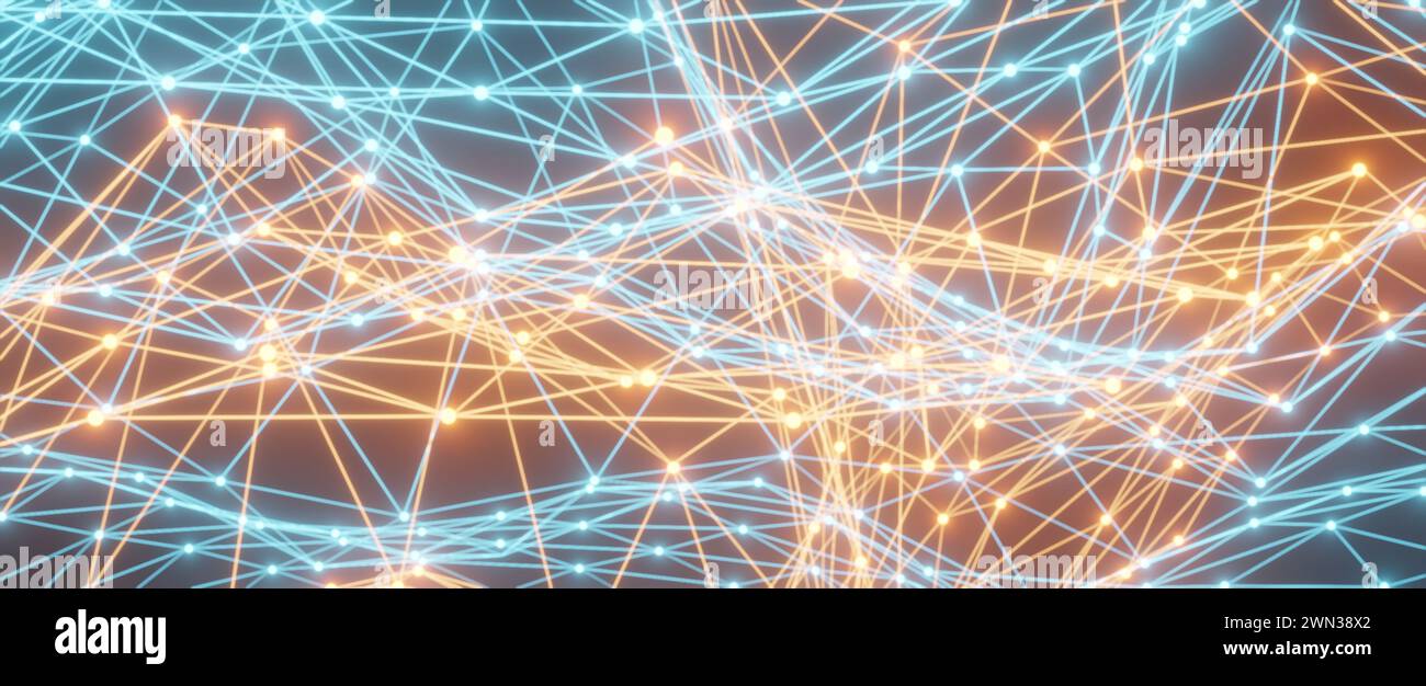 Digitally Generated Abstract Render Visualization Of A Neural Network