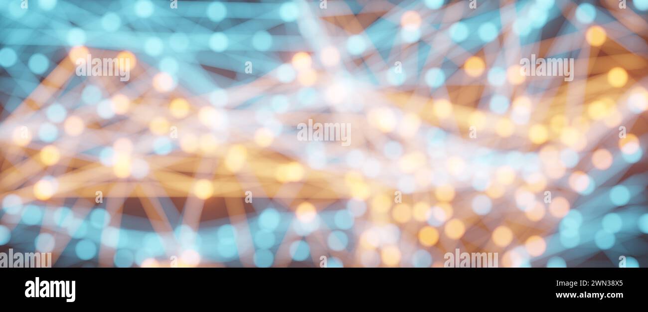 Digitally generated abstract render, visualization of a neural network, IT structure, network ...