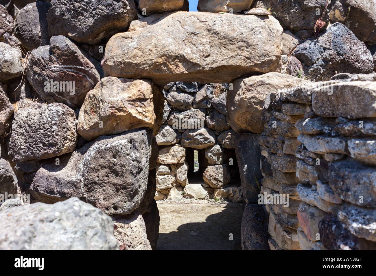 nuragic ruins of the archaeological site of Barumini in Sardinia with ...