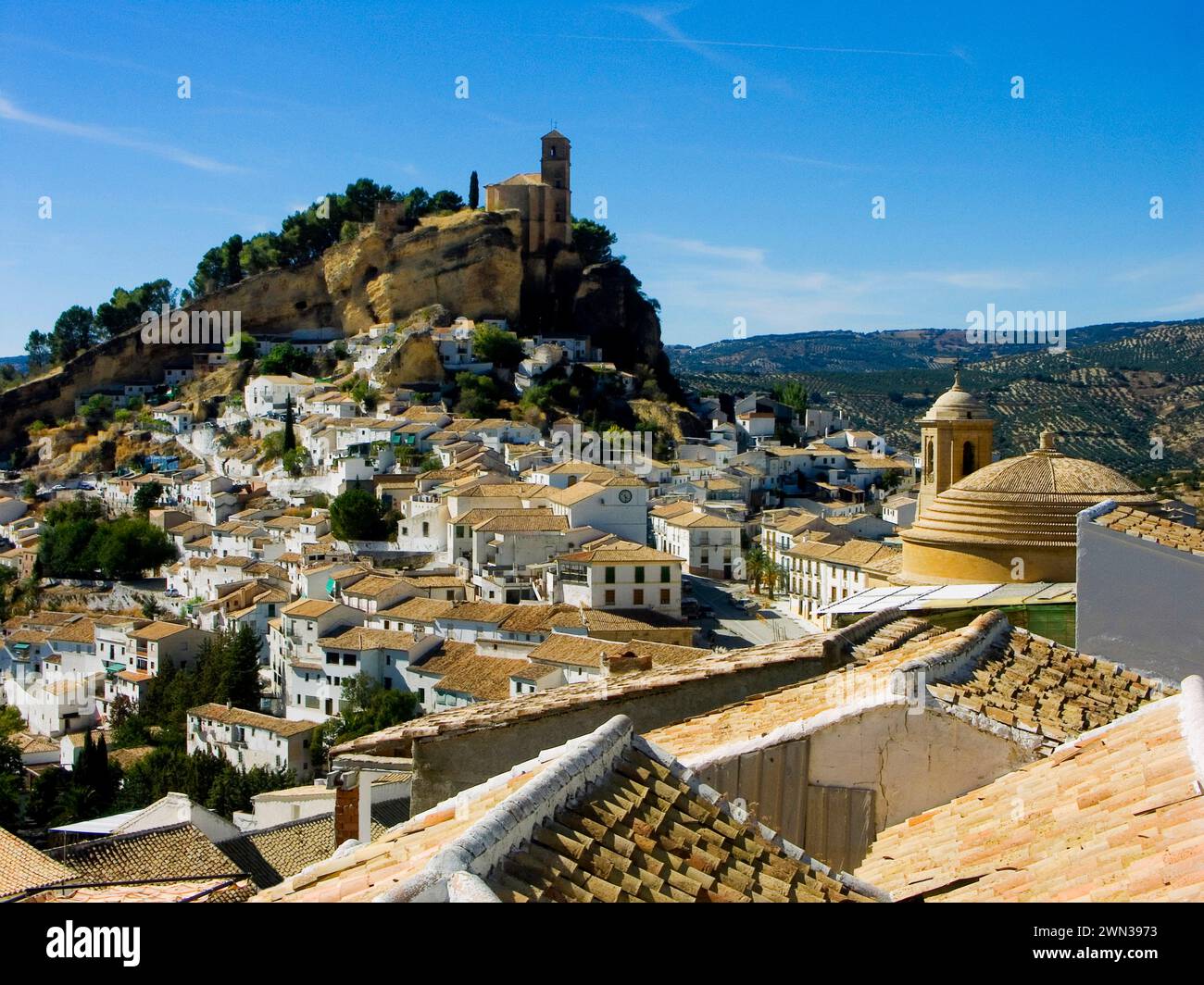 Montefrio, Spain, the ruins of a Moorish castle sit near the highest ...