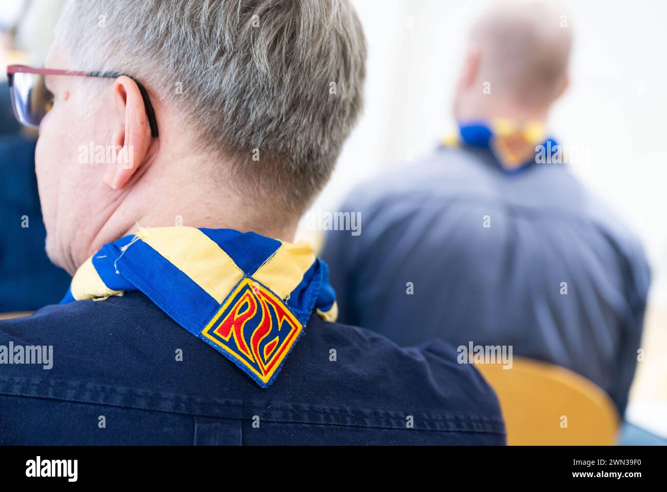 Munich, Germany. 29th Feb, 2024. A scout wears the "Ranger and Rover ...