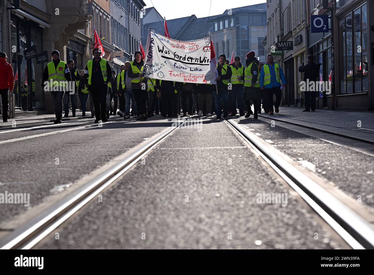 Erfurt, Germany. 29th Feb, 2024. Public transport workers demonstrate ...